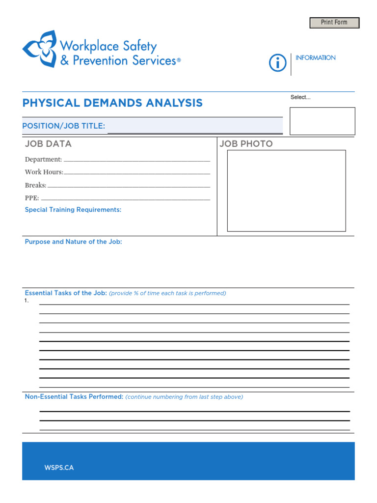 Physical Demands Analysis Fillable Form | PDF | Anatomical Terms Of ... Physical Demands Analysis Fillable Form | PDF | Anatomical Terms Of ...