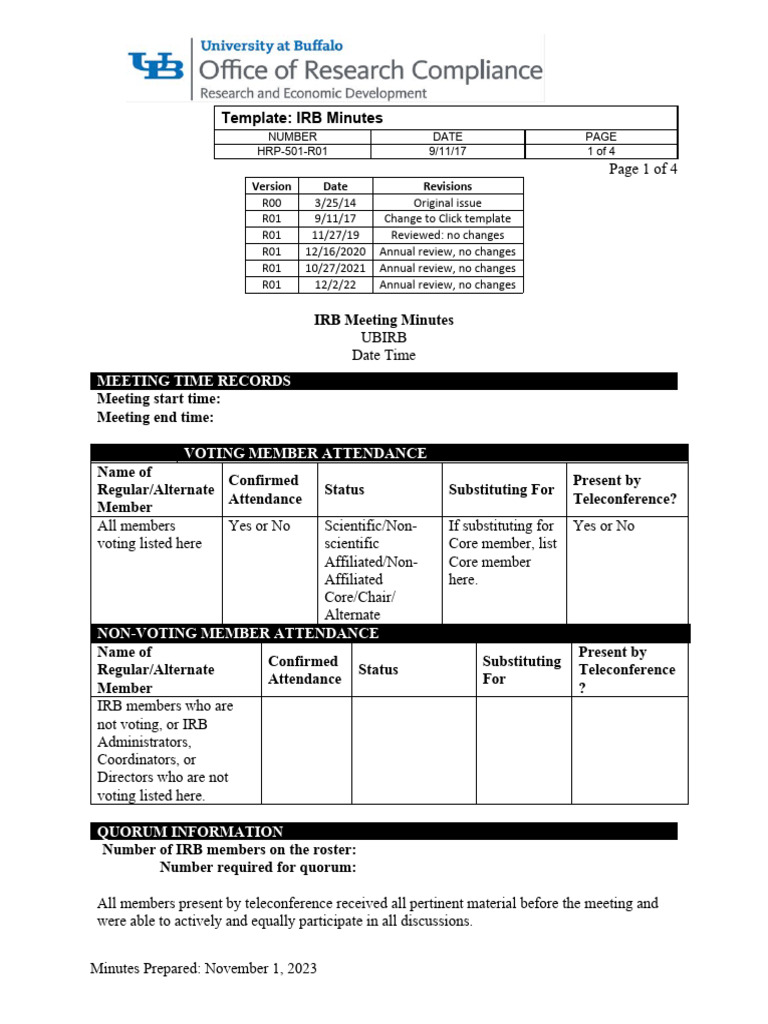 HRP 501 Template Minutes | Download Free PDF | Government