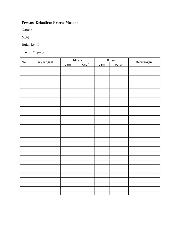 Presensi Kehadiran Peserta Magang | PDF