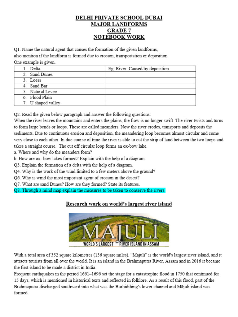 Major Landforms Notebook Work | PDF