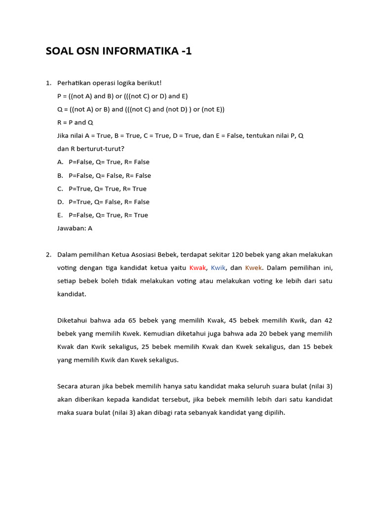 Soal Osn Informatika | PDF | Seni & Disiplin Bahasa | Metode & Bahan Ajar