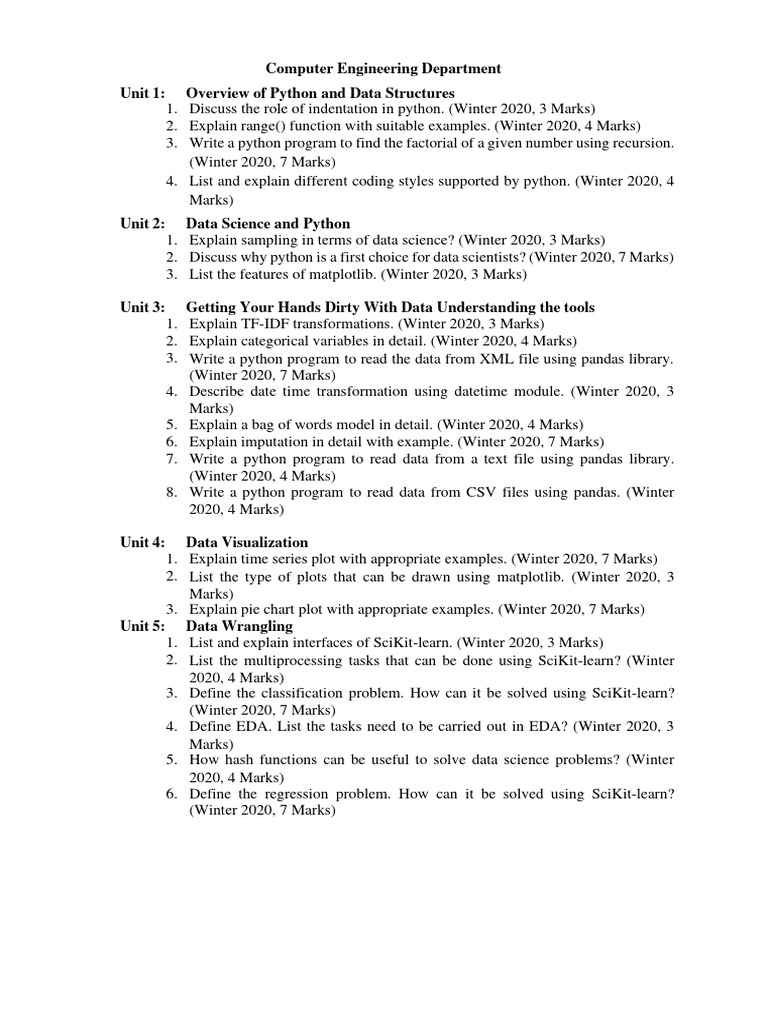 PDS Question Bank | Download Free PDF | Python (Programming Language) | Data