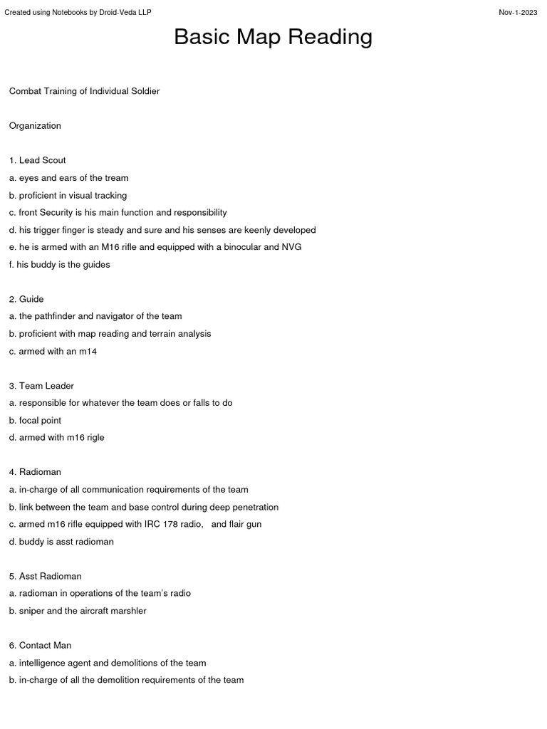 Combat Training of Individual Soldier Notes | PDF