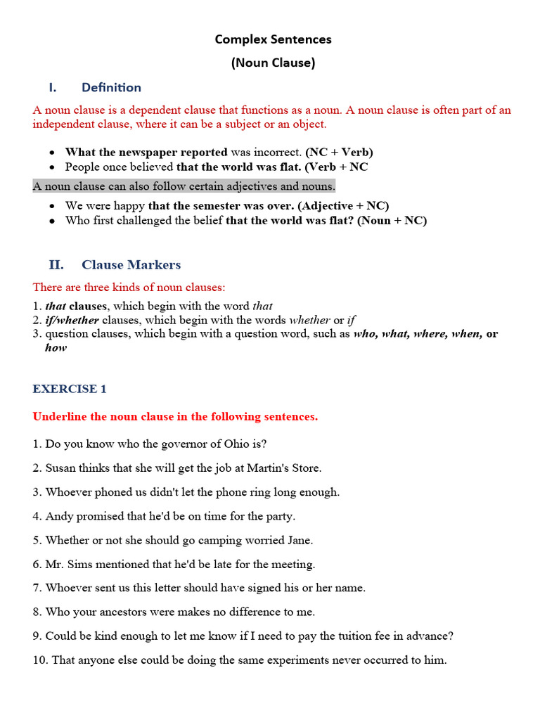 Complex Sentences Non Cluase Unit 3 | PDF | Verb | Clause