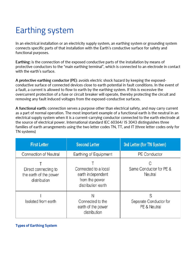 Earthing System | PDF | Electrical Wiring | Building Engineering