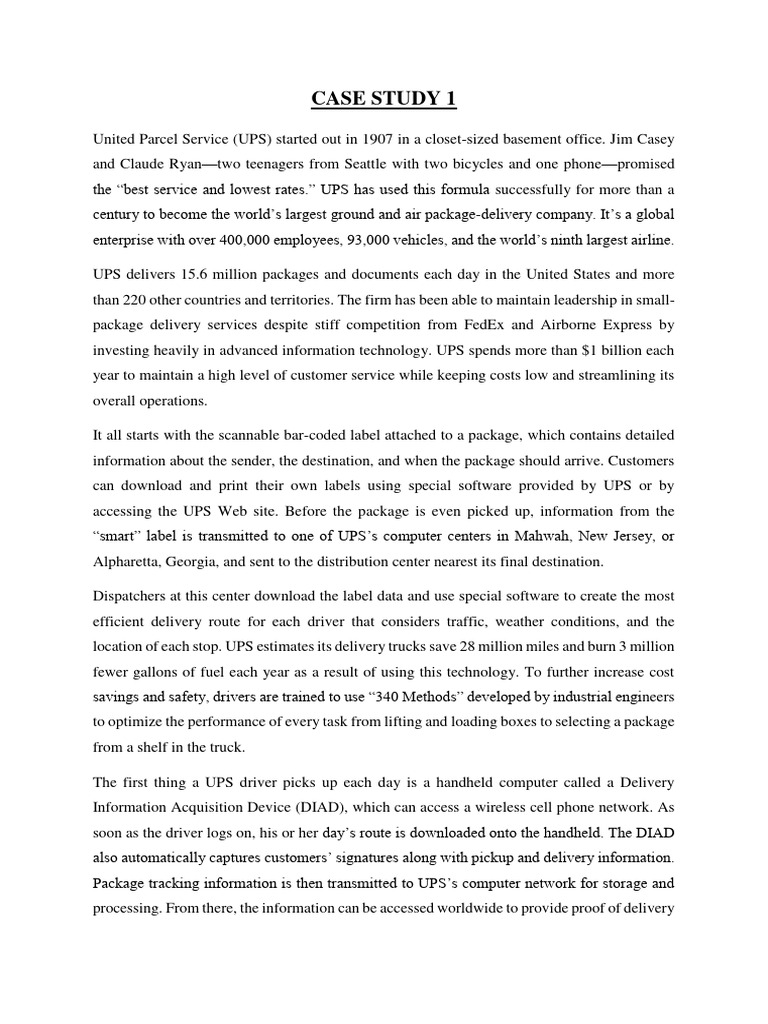 Mis Case Study | PDF | United Parcel Service | Logistics