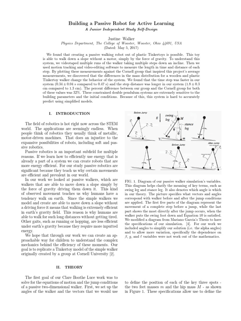 Building A Passive Robot For Active Learning | PDF | Robotics | Gravity