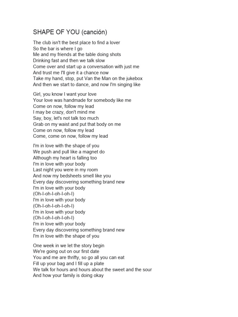 Shape of You | PDF | Songs Written