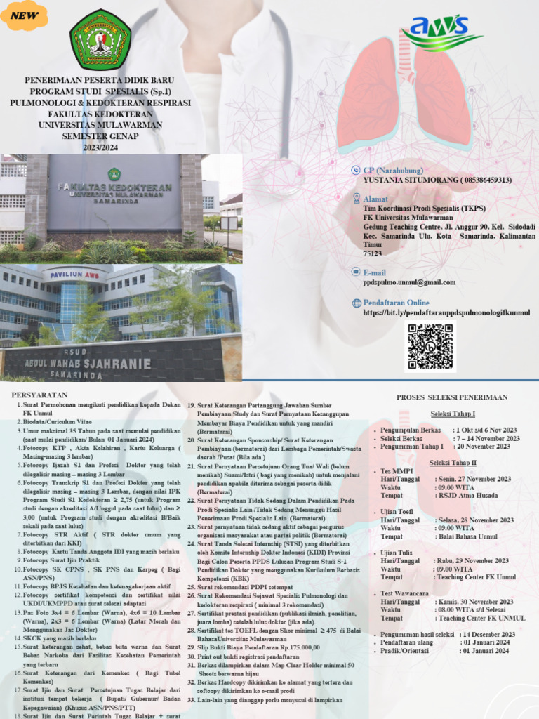 Flyer Penerimaan PPDS Prodi Pulmonologi Dan Kedokteran Respirasi | PDF