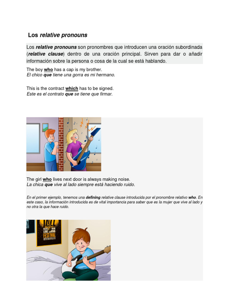 Relative Pronouns | PDF | Artes del Lenguaje y Comunicación