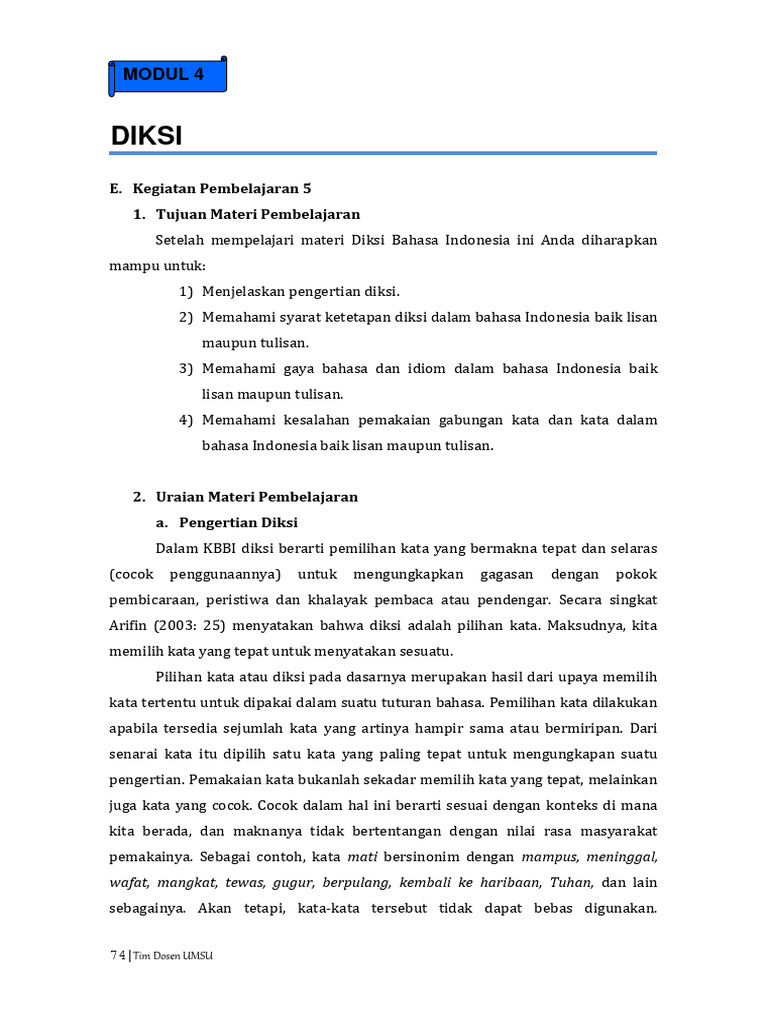 Modul 4 Diksi FIKS | PDF