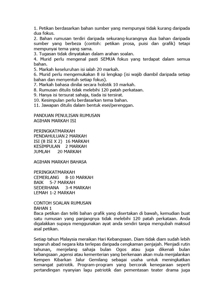 Contoh Rumusan SPM | PDF