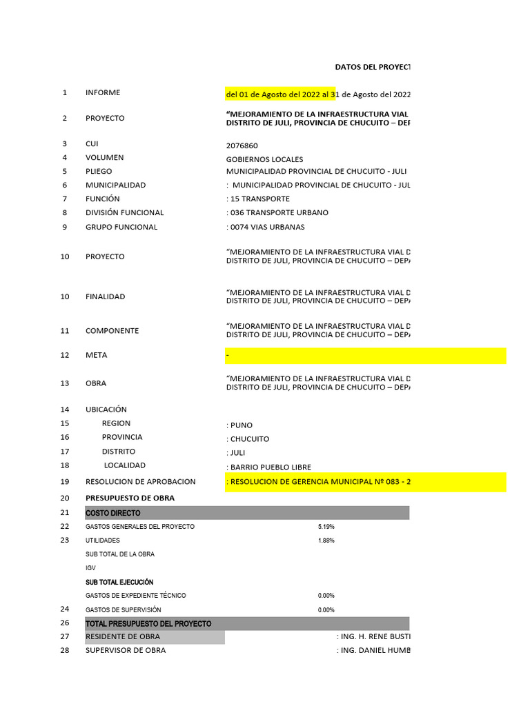 001 Formatos Informe Mensual Agosto Tupac Pdf