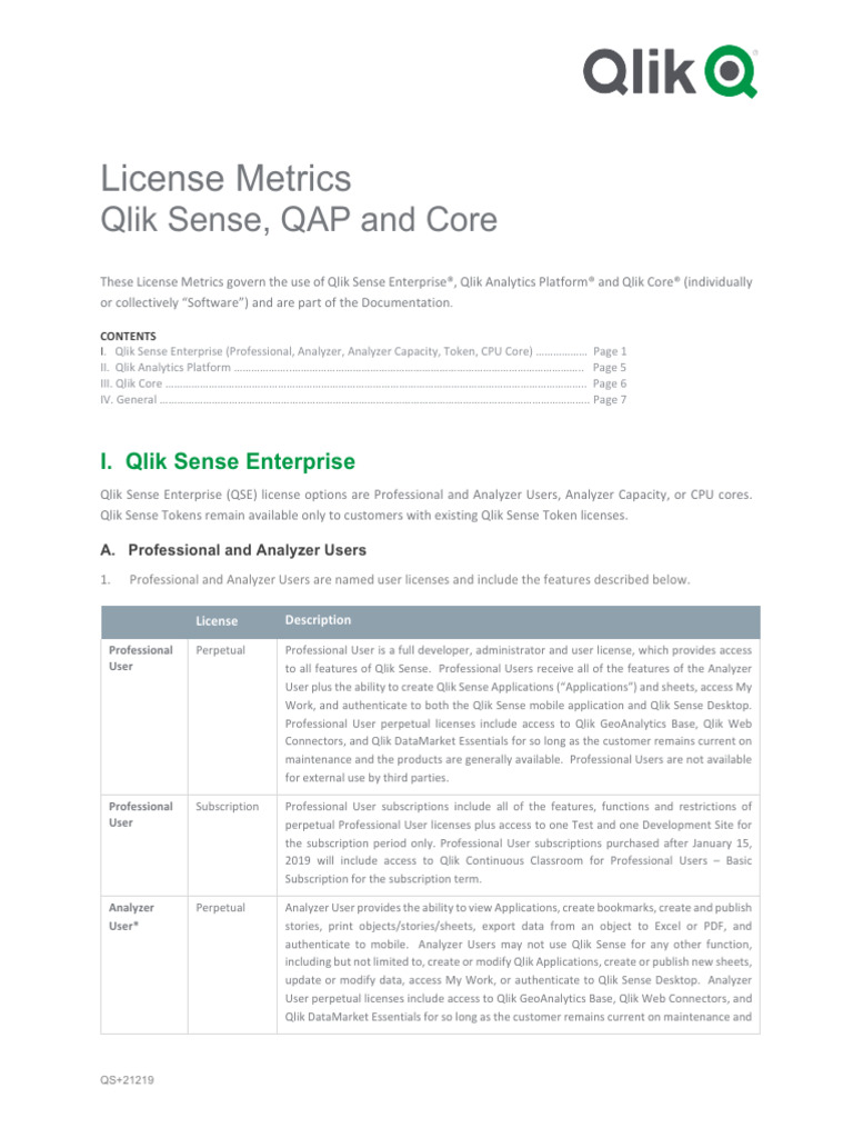 License Metrics Qlik Sense QAP Qlik Core 3 | PDF | Cloud Computing ...