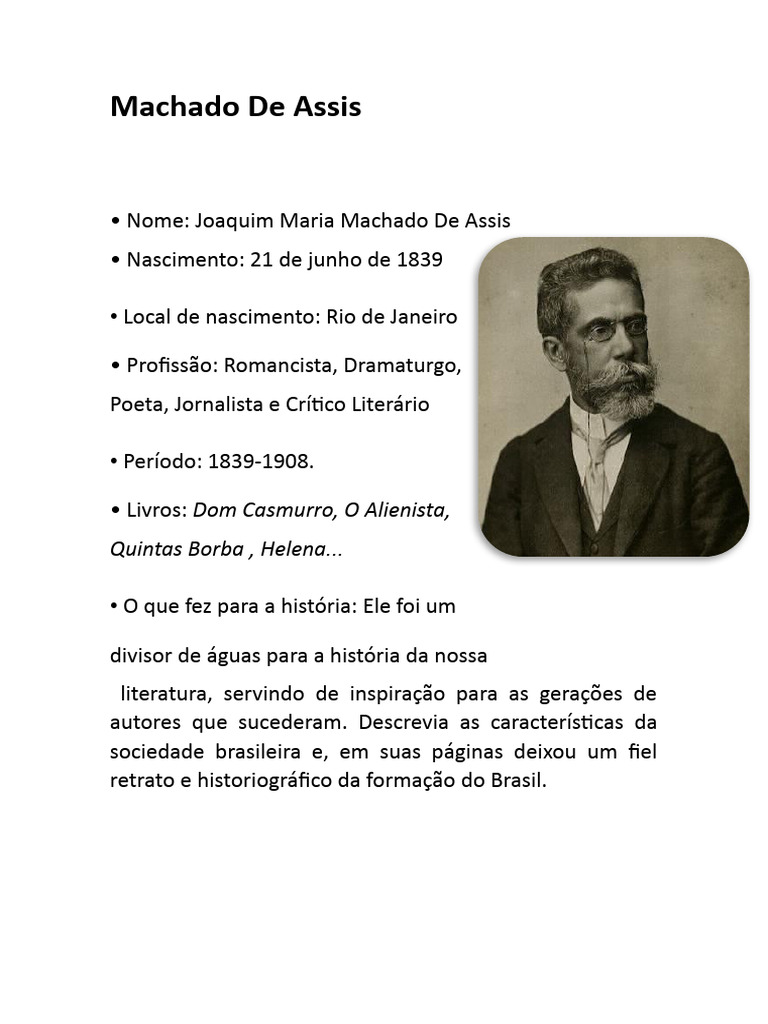 Machado de Assis Ficha Tecnica | PDF