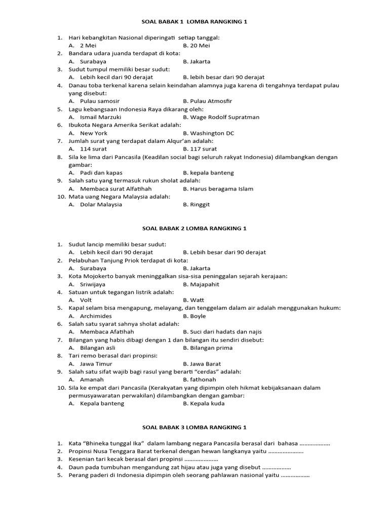 Soal - Soal Rangking 1 | PDF