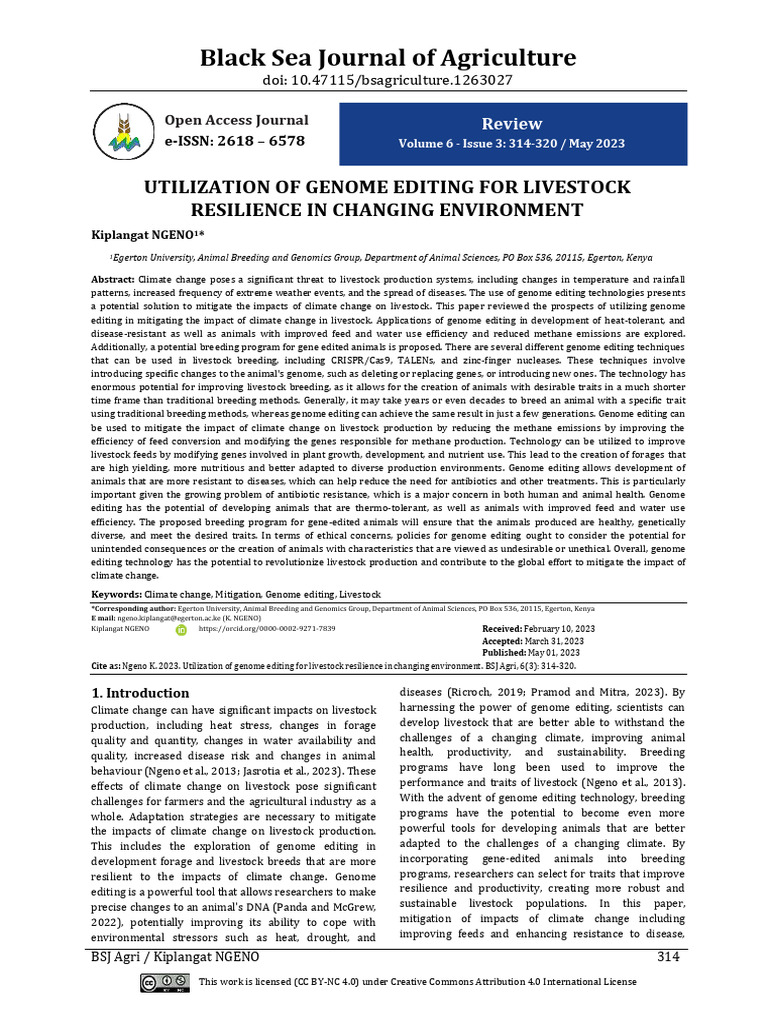2023 - Utilization of Genome Editing For Livestock Resilience in Changing Environment | PDF ...