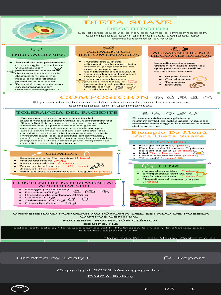 Dieta Suave - LMCF - by Lesly Flores (Infographic) | PDF | Alimentos ...