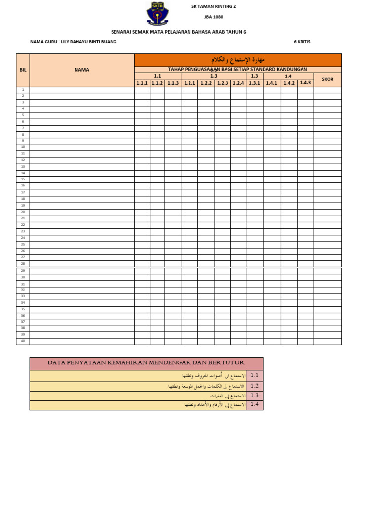 Perekodan PBD BHS Arab THN 6, 2021 | PDF