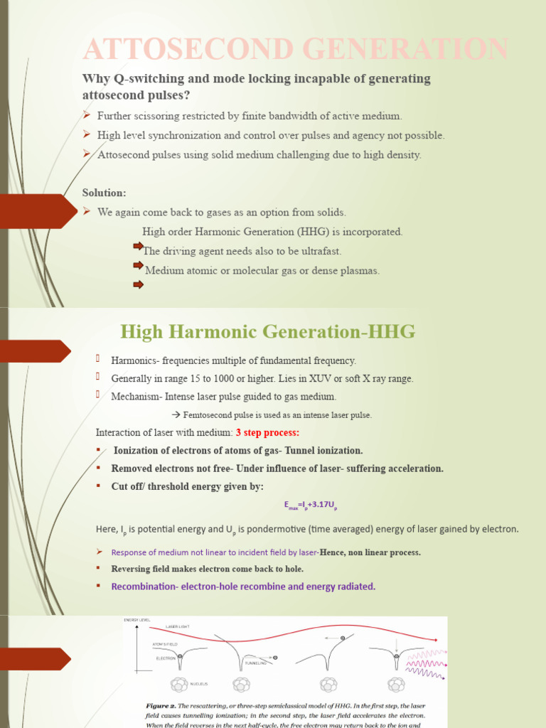 Attosecond Generation | PDF | Laser | Electron