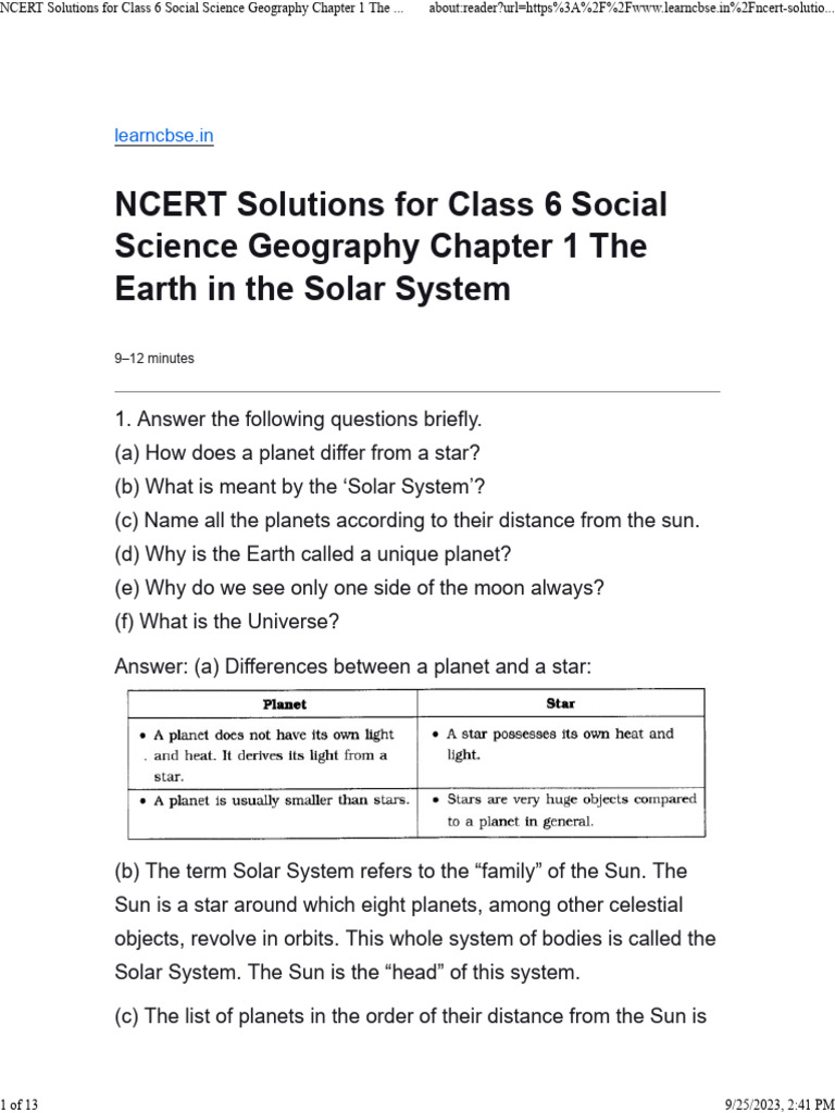 The Earth in The Solar System | PDF | Planets | Solar System