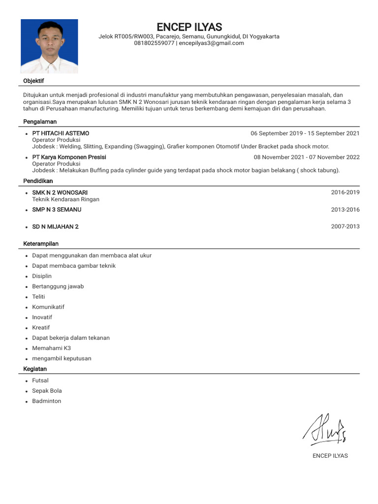 Contoh CV | PDF | Karier & Perkembangan | Bisnis