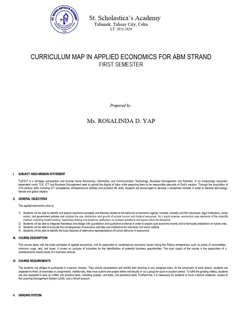 Curriculum Guide Aplied Economics | PDF | Economics | Market (Economics)