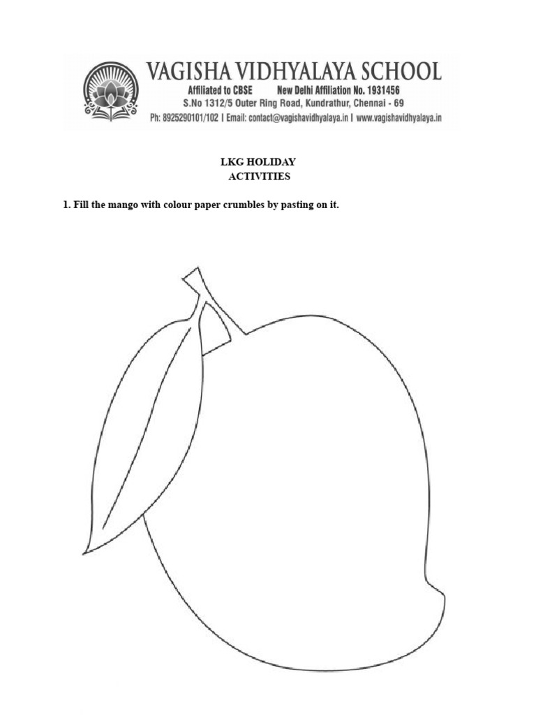 LKG Holiday Activities Worksheet | PDF
