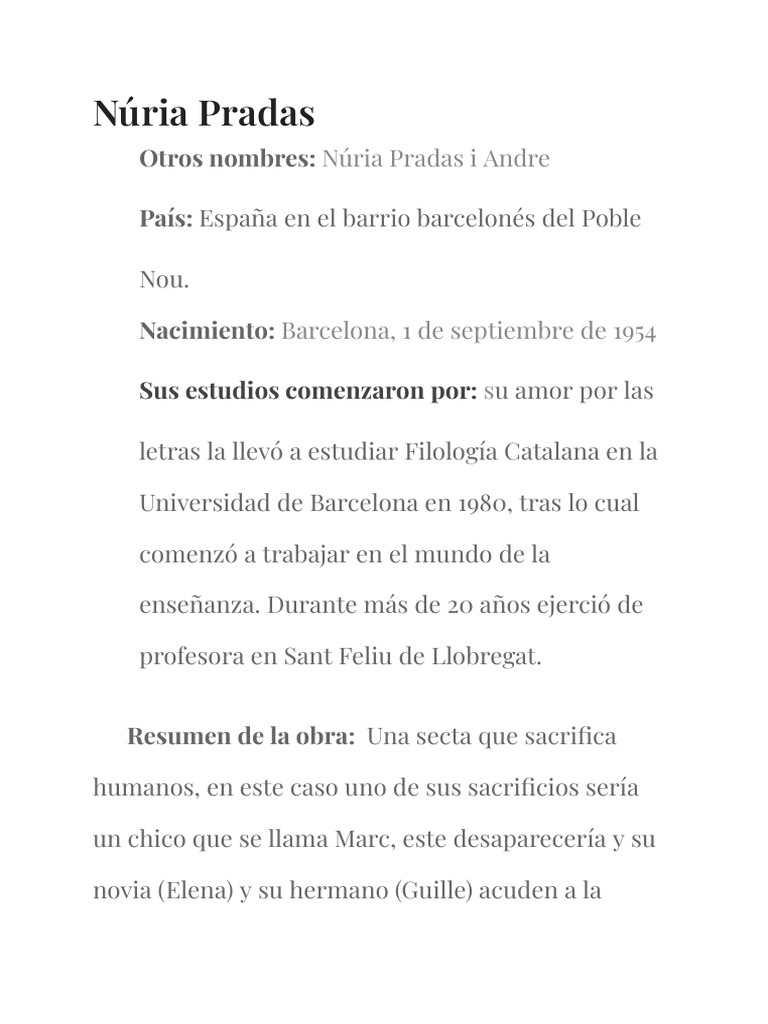 Núria Pradas Biografía | PDF