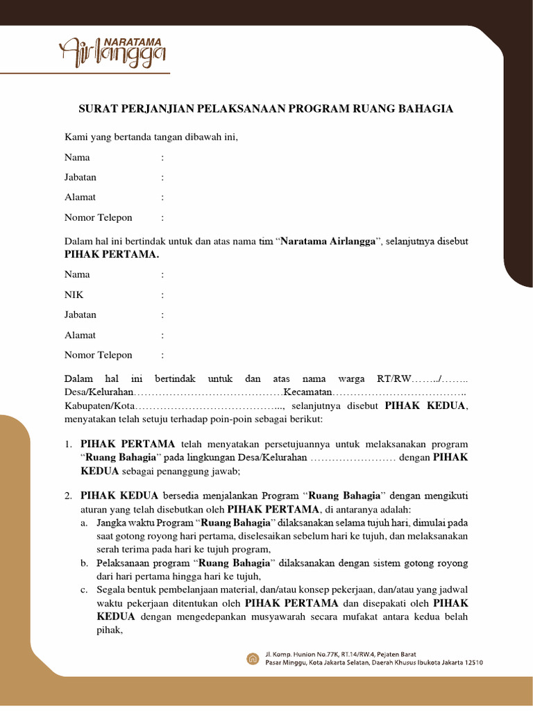 Surat Perjanjian Pelaksanaan Program | PDF