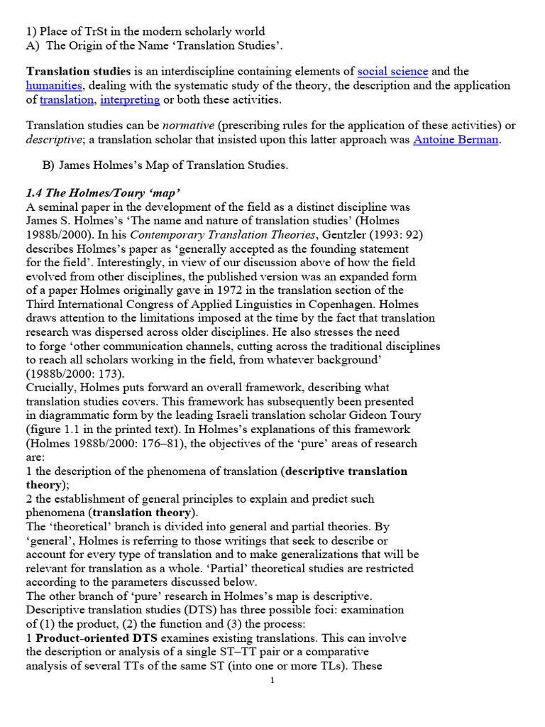 Holmes and Toury's Translation Framework | PDF | Translations | Linguistics