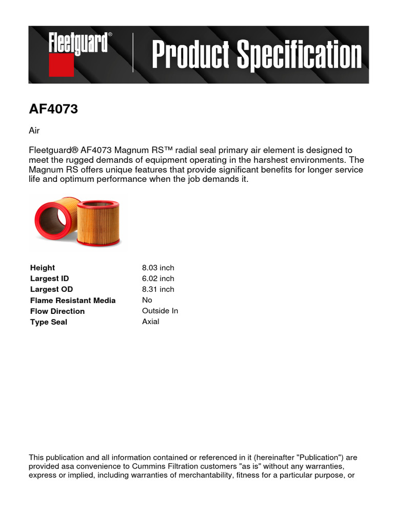 Product Specification - AF4073 | PDF