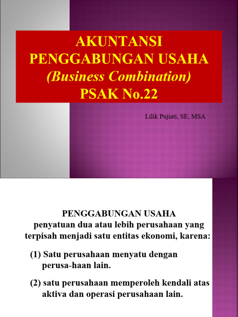 Akuntansi Penggabungan Usaha PSAK 22 | PDF