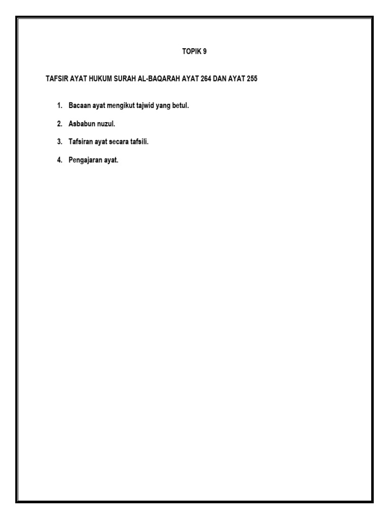 Topik 9 Himpunan Tafsir Ayat Hukum Surah Al-Baqarah Ayat 264 Dan Ayat 255 | PDF