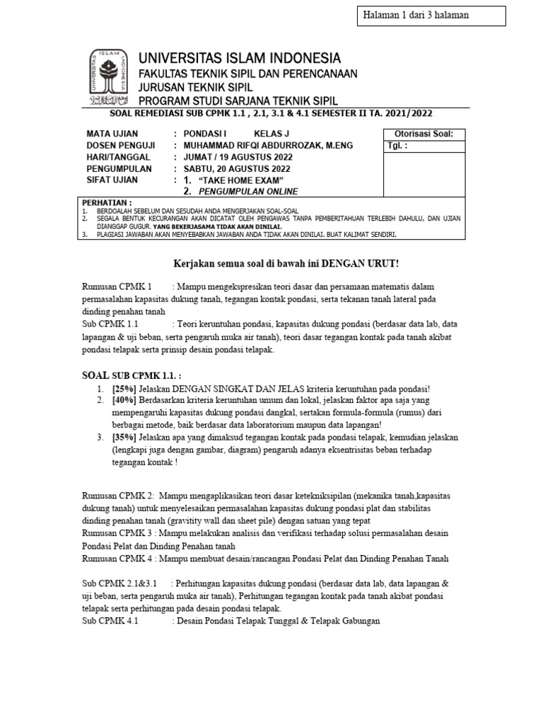Remediasi Sub CPMK 1.1-2.1-3.1-4.1 Pondasi I F-Jumat 19 Ag 2022 | PDF