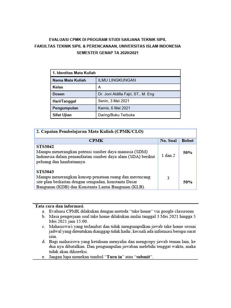 FIRLI IMANUL HAKIM - Evaluasi CPMK #1 Dan #2 - Genap 20-21 | PDF | Komputer