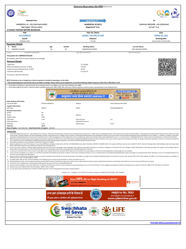 Returen Ticket | PDF | Identity Document