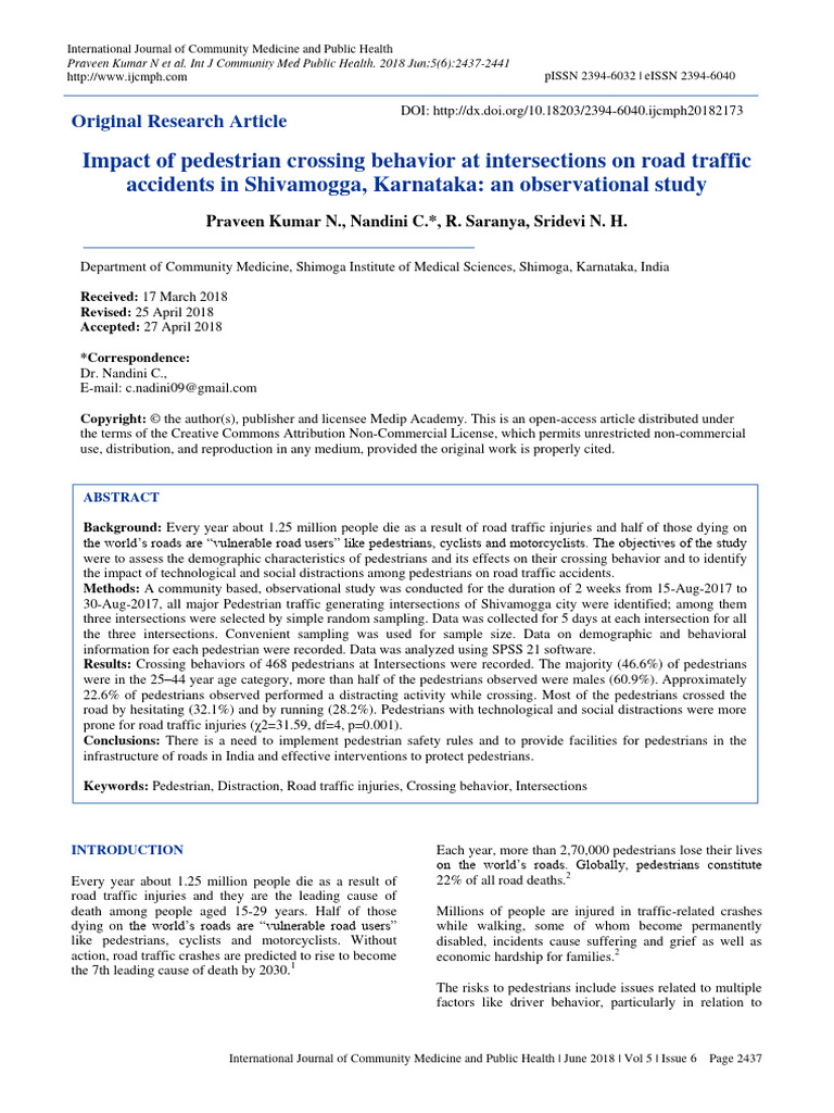 Impact of Pedestrian Crossing Behavior at Intersections On Road Traffic | PDF | Traffic ...