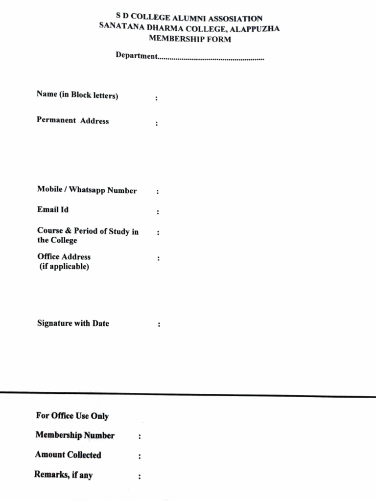 Alumni Association Membership Form | PDF