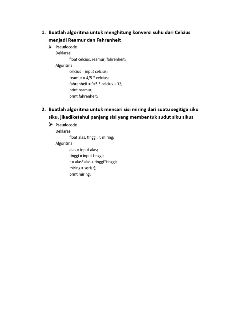 Buatlah Algoritma Untuk Menghitung Konversi Suhu Dari Celcius Menjadi
