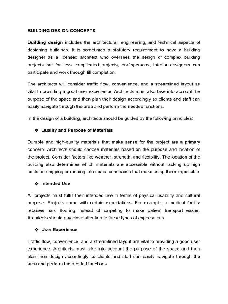 Building Design Concepts | PDF | Structural Load | Architect