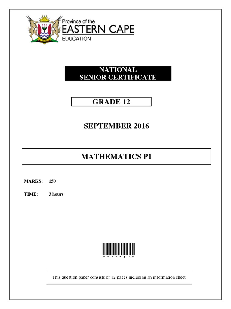 Maths Paper P1 GR12 Sept2016 English | PDF | Interest | Compound Interest