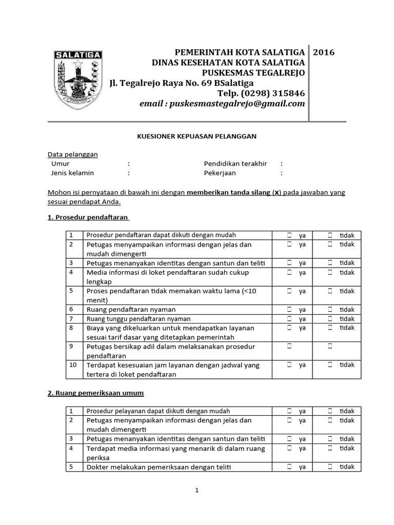 Kuesioner Kepuasan Pelanggan | PDF