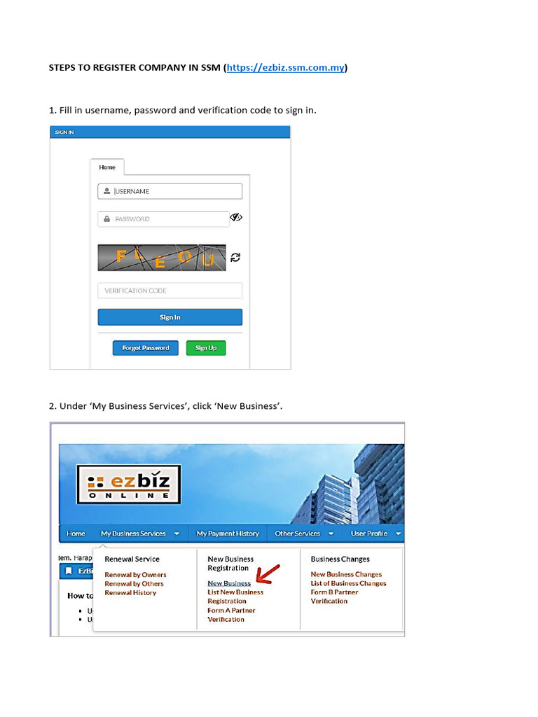 Steps To Register Company in SSM Ebiz | PDF | Career & Growth | Business