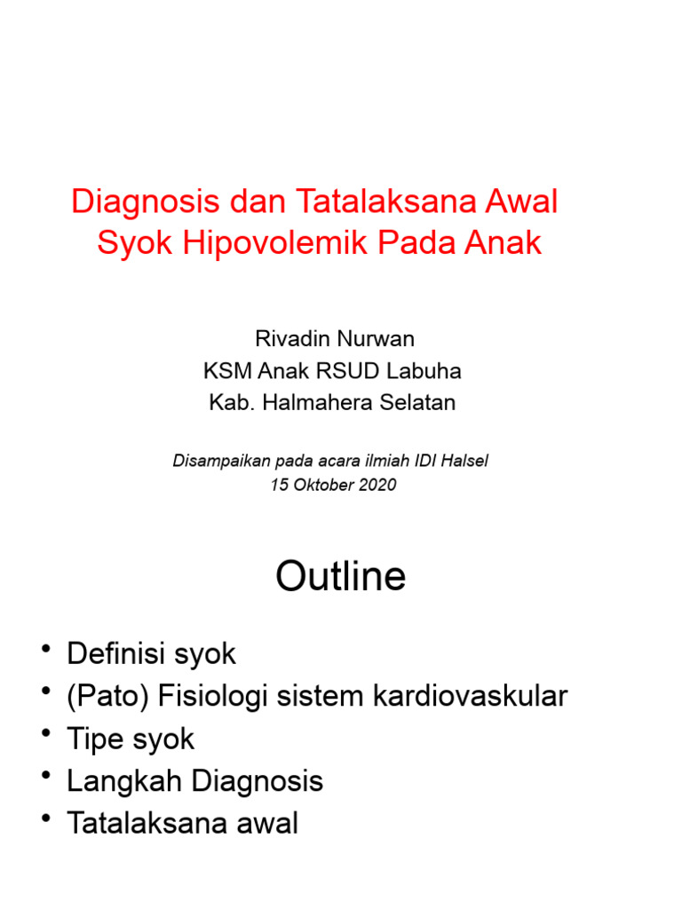 IDI Halsel - Materi Syok Hipovolemik Pada Anak | PDF