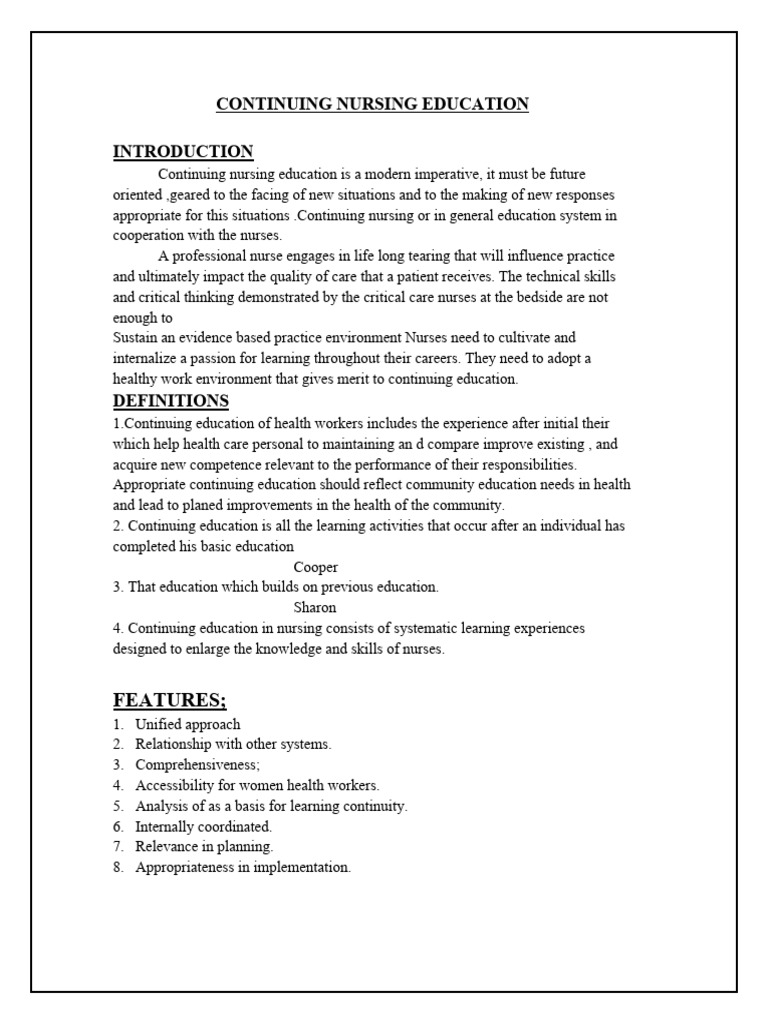 Assignment On Continuing Nursing Education | PDF | Nursing | Learning