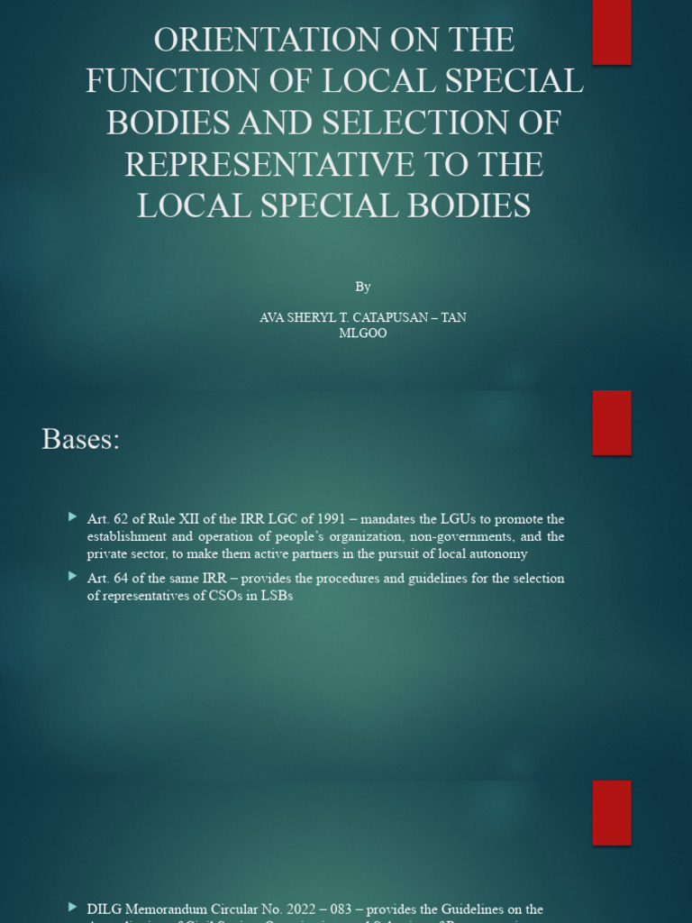 Local Special Bodies Orientation Guide | PDF | Non Governmental ...