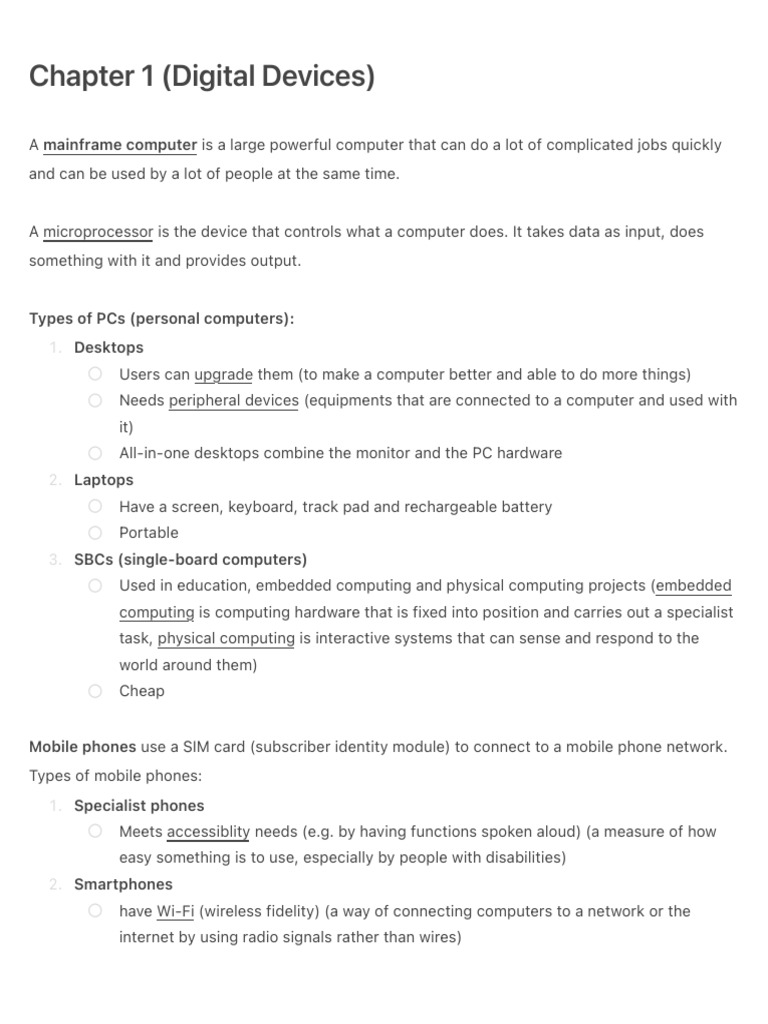Edexcel IGCSE ICT Chapter 1 (Digital Devices) | PDF | Graphical User ...