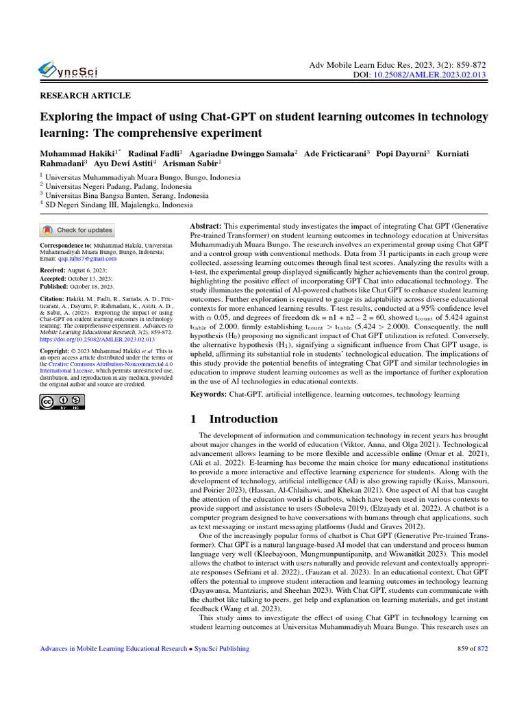 Article Research Chat GPT | PDF | P Value | Variance