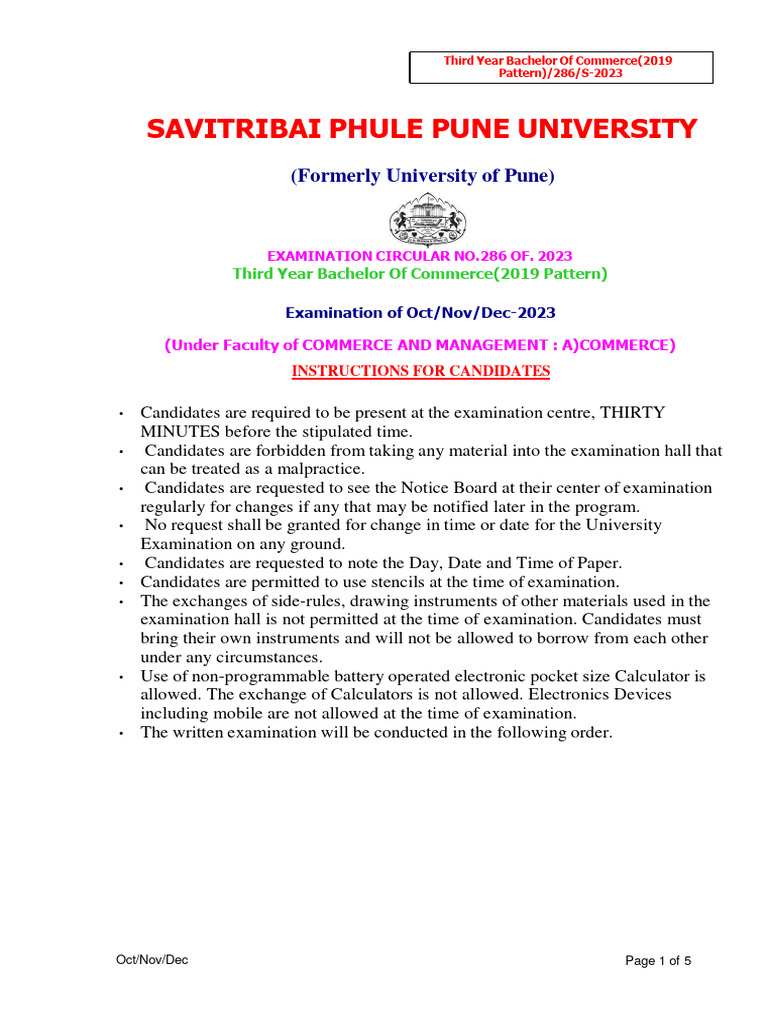 Third Year Bachelor of Commerce (2019) Oct. 2023 | PDF | Business ...